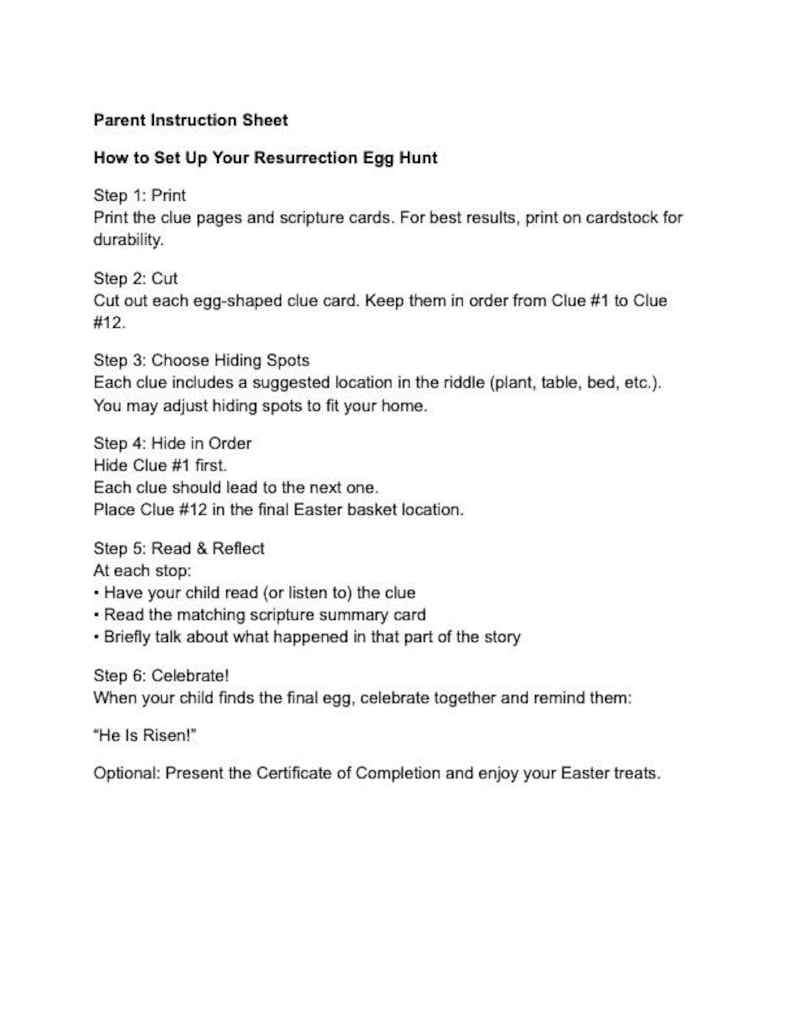Christian Easter Egg Hunt Printable – Resurrection Story Scavenger Hunt ...