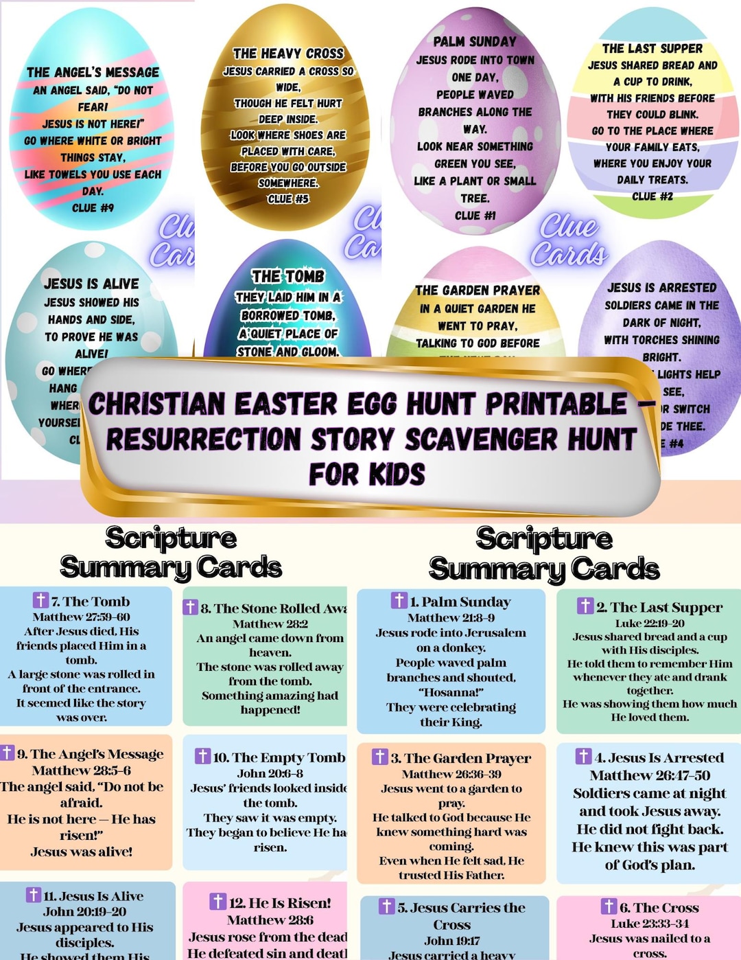 Christian Easter Egg Hunt Printable – Resurrection Story Scavenger Hunt ...