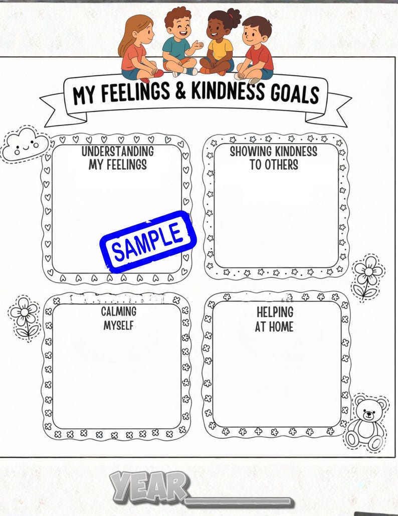 Kids Vision Board Printable Kit | Goal Setting Workbook With Stickers ...