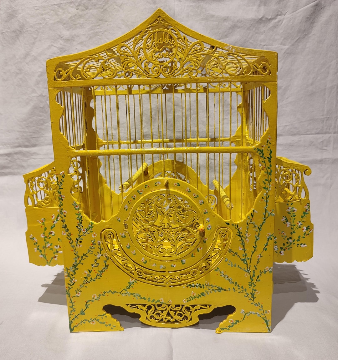 Painted Bird Cage: Primitive Ottoman Art Decor (20x16x20'') - Etsy