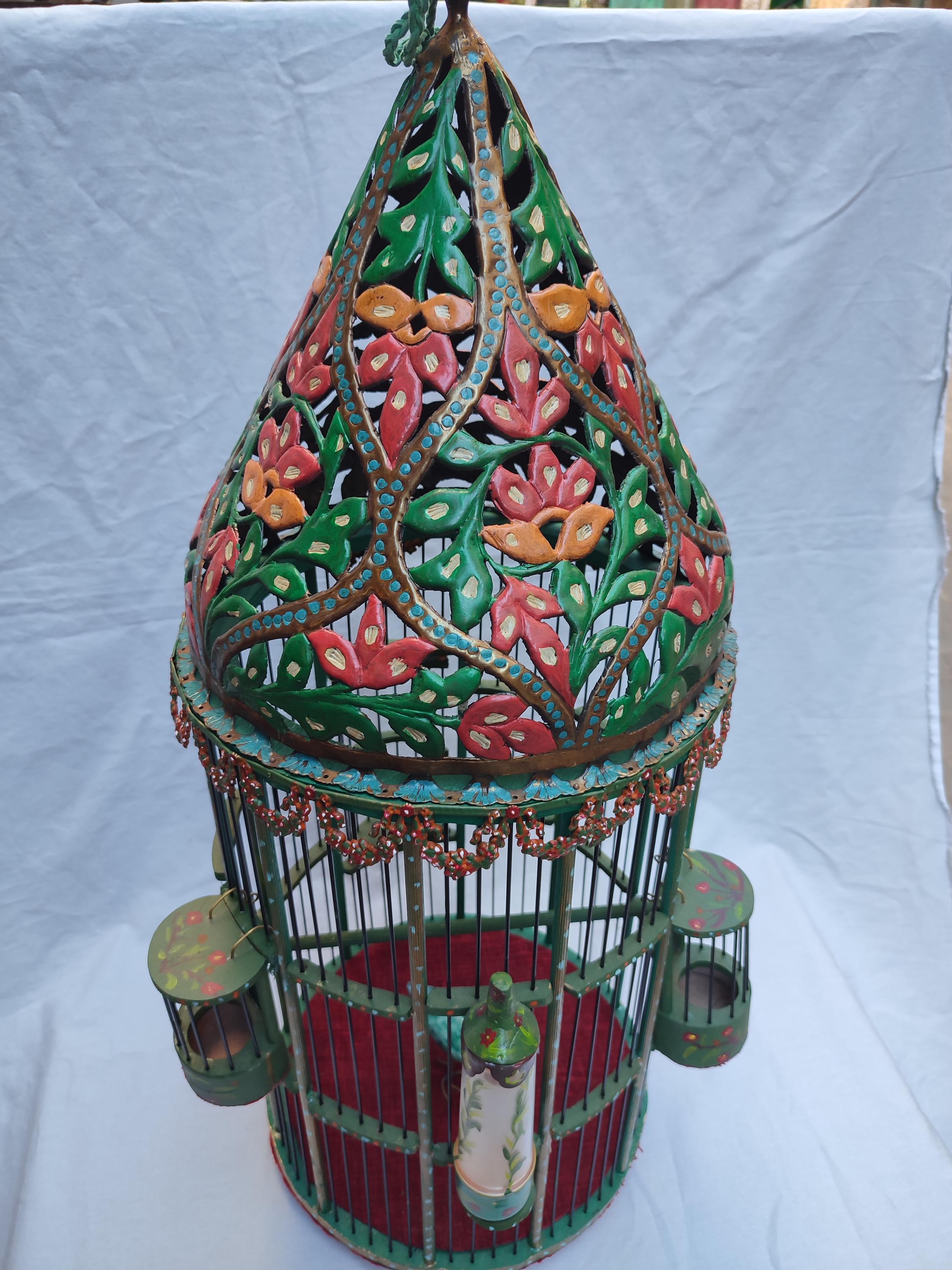 Hand-painted Bird Cage: Ottoman Art, Vintage Home Decor (30x13'') - Etsy