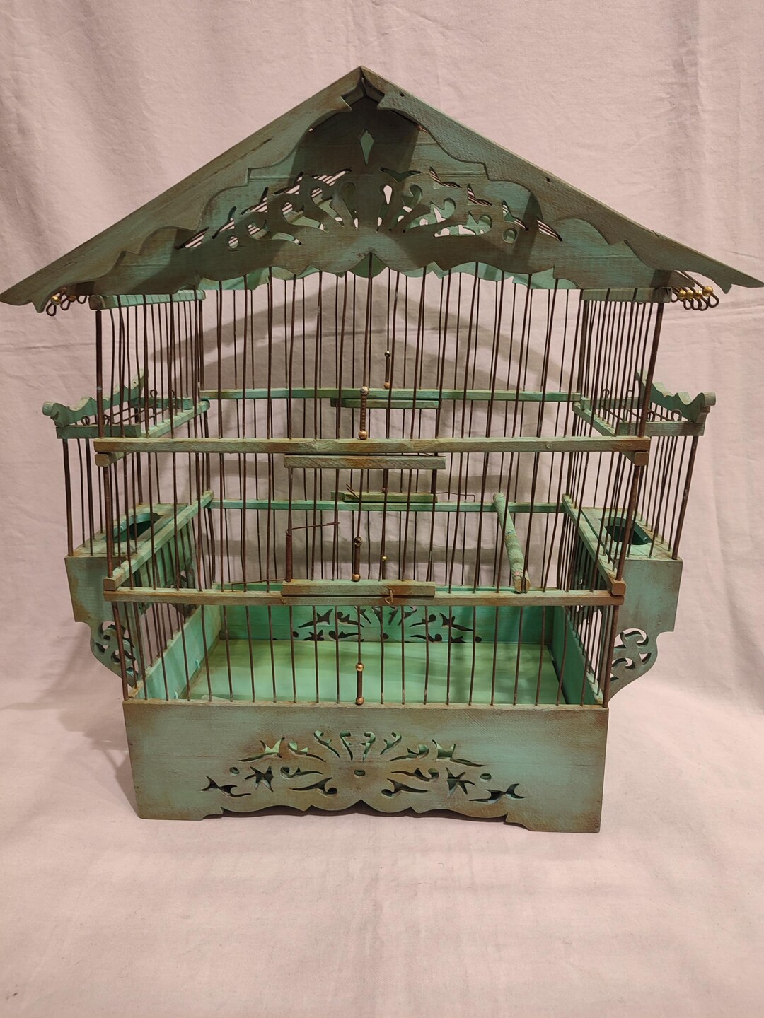 Antique Primitive Wood Bird Cage: Painted Folk Art Decor - Etsy