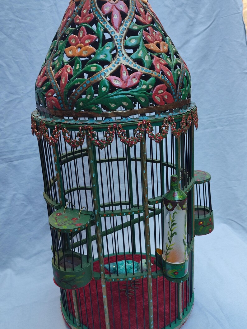 Hand-painted Bird Cage: Ottoman Art, Vintage Home Decor (30x13'') - Etsy