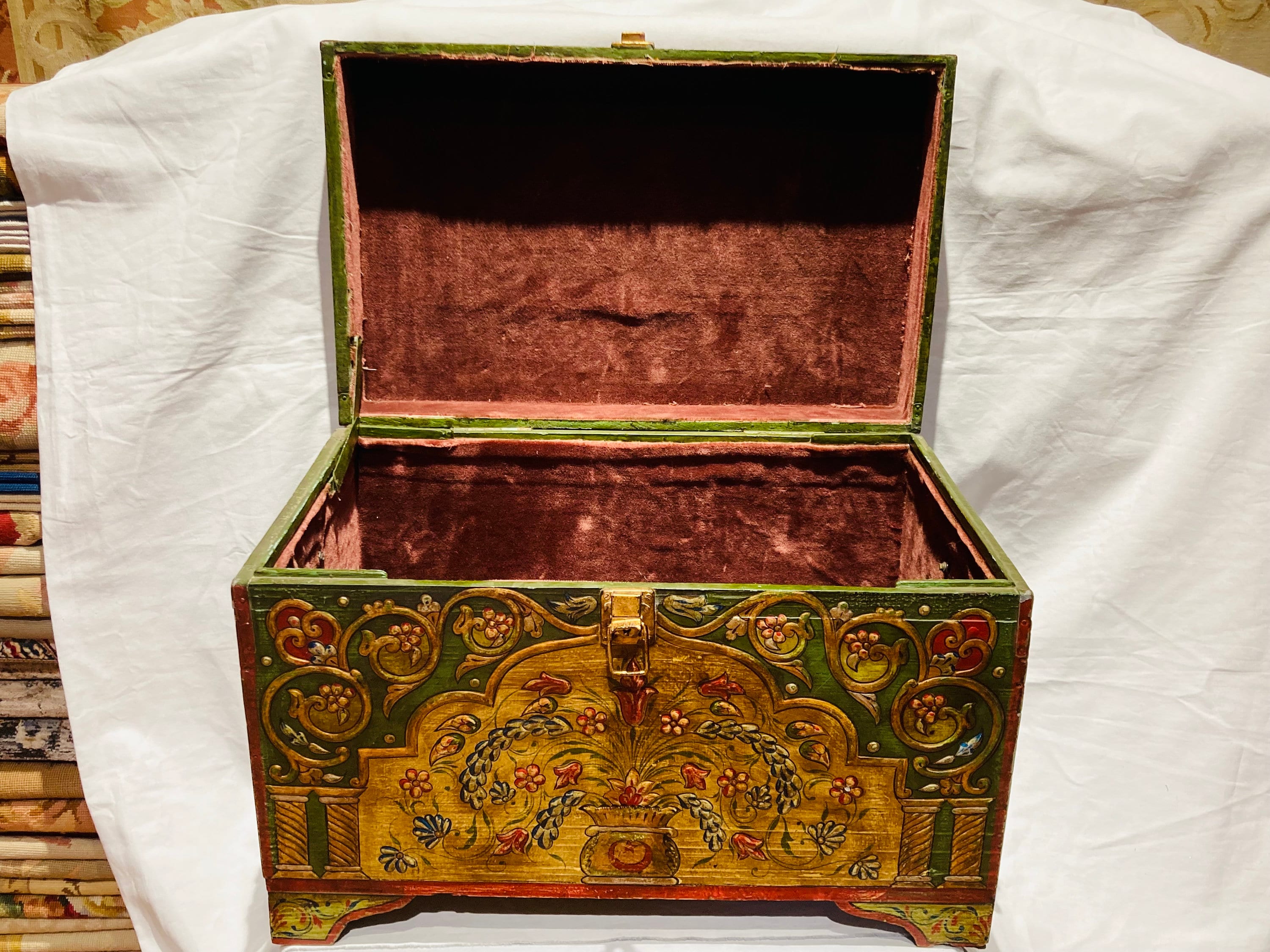 Wood Chest Jewellery Box ottoman Art storage Chest Trunk Box wooden ...