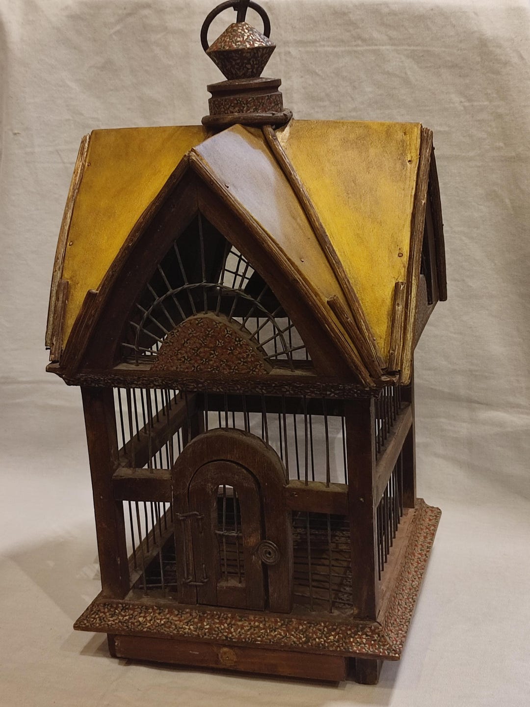 Antique Primative Bird Cage -wood Art --bird Cage --vintage Bird Cage ...