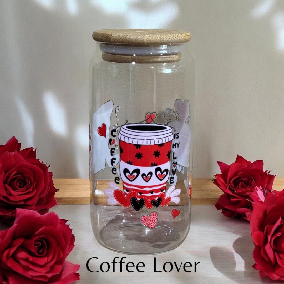 Love Sip Glasses Heart Sip Bamboo Glasses Glass Tumbler With Bamboo Lid ...