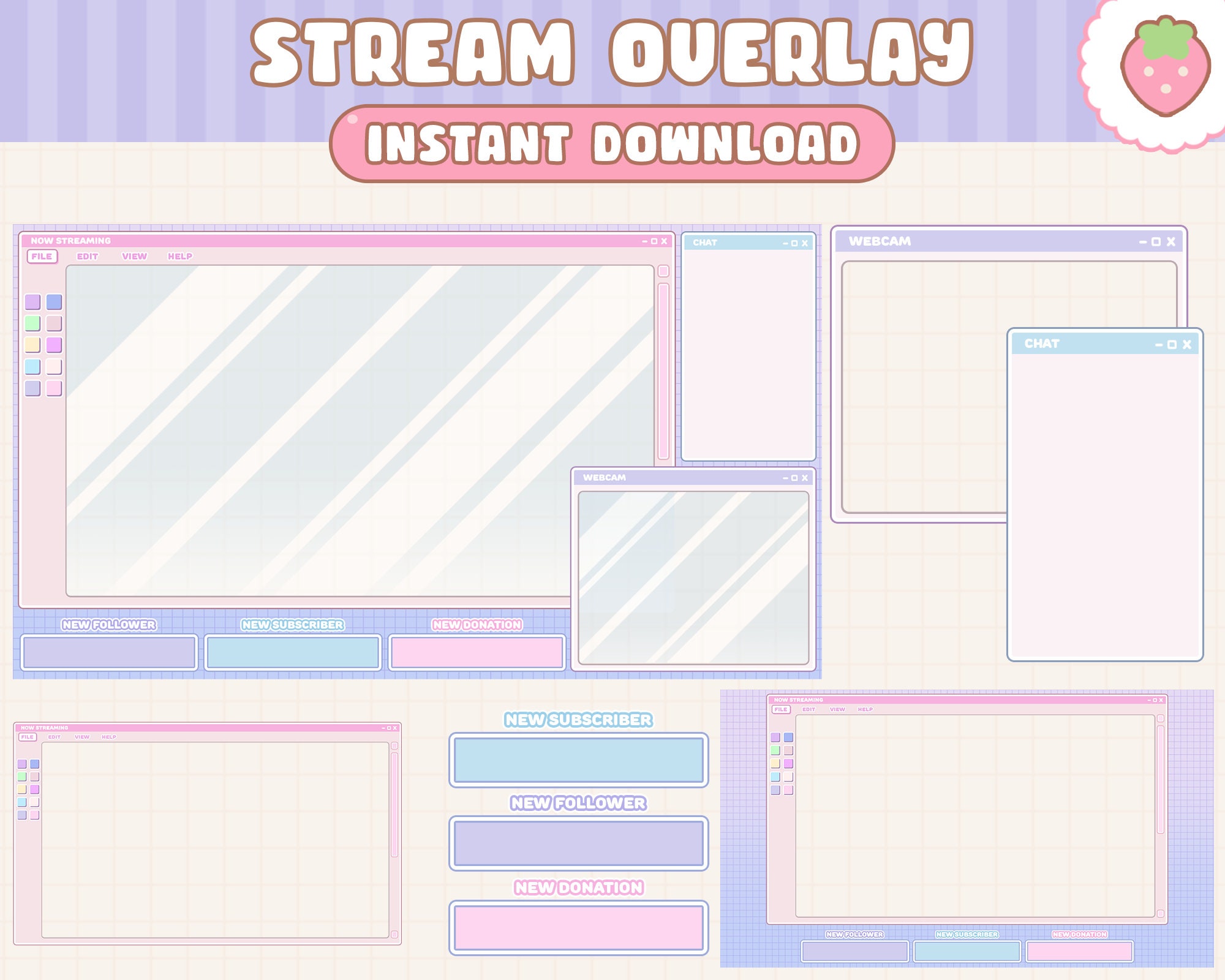 Twitch Stream Overlay / Dreamy Pastel / Windows Paint / - Etsy
