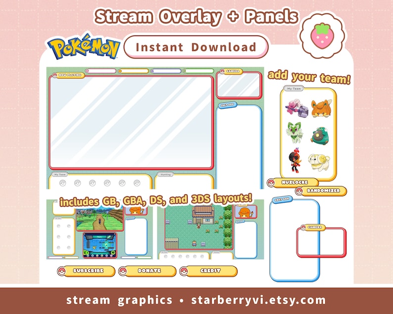 Pokémon | Twitch Youtube Stream Overlay + Twitch Panels / Customize ...