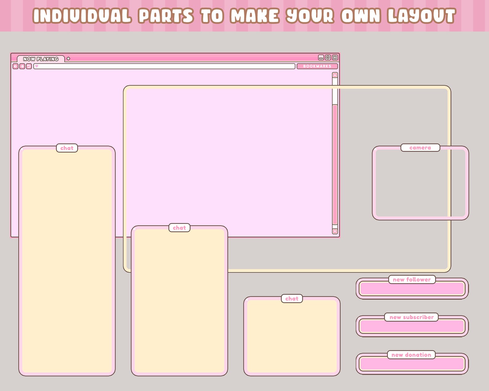Twitch Stream Overlay / Pink Internet Browser / Customizable / Vtuber ...