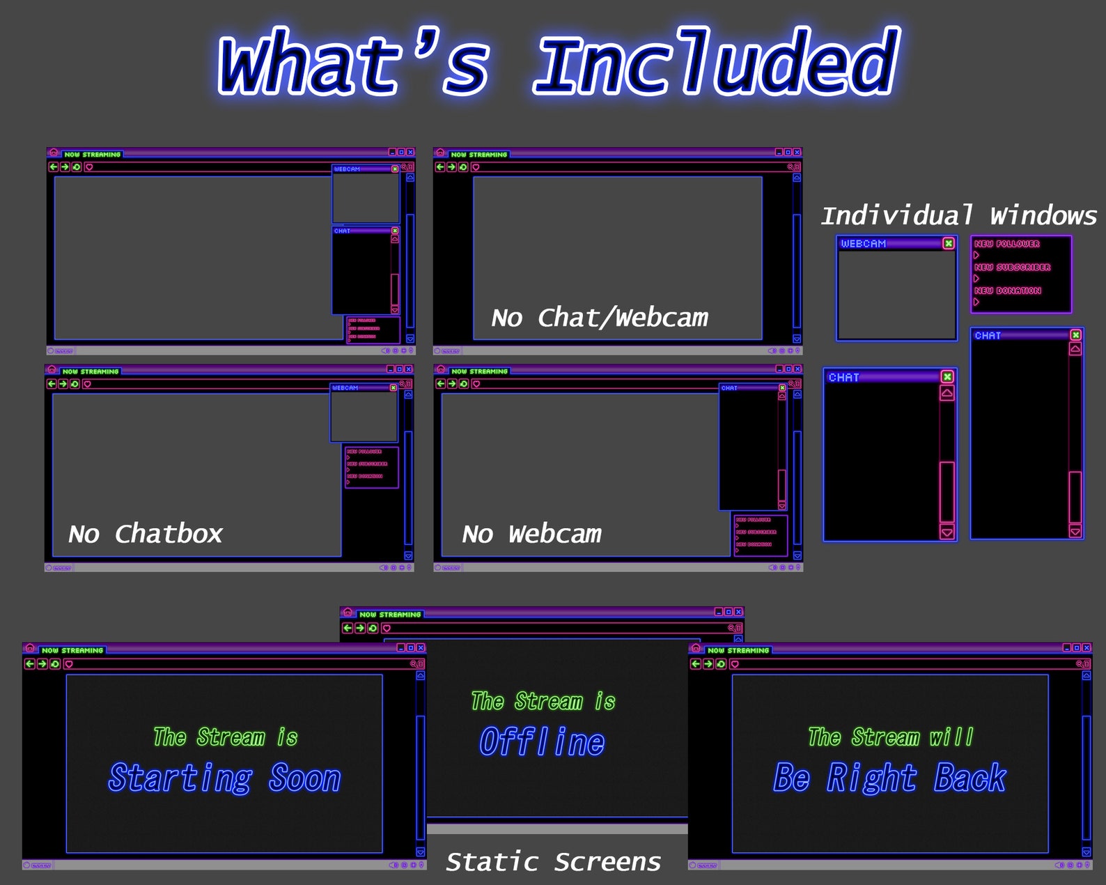 Twitch Stream Overlay & Screens / 90s Windows Theme / Simple / - Etsy