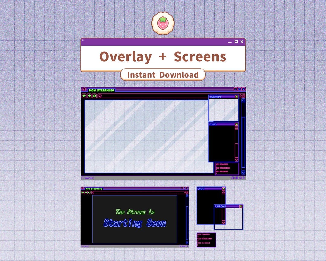 Twitch Youtube 90s Windows Theme Stream Overlay & Screens / Retro Neon ...