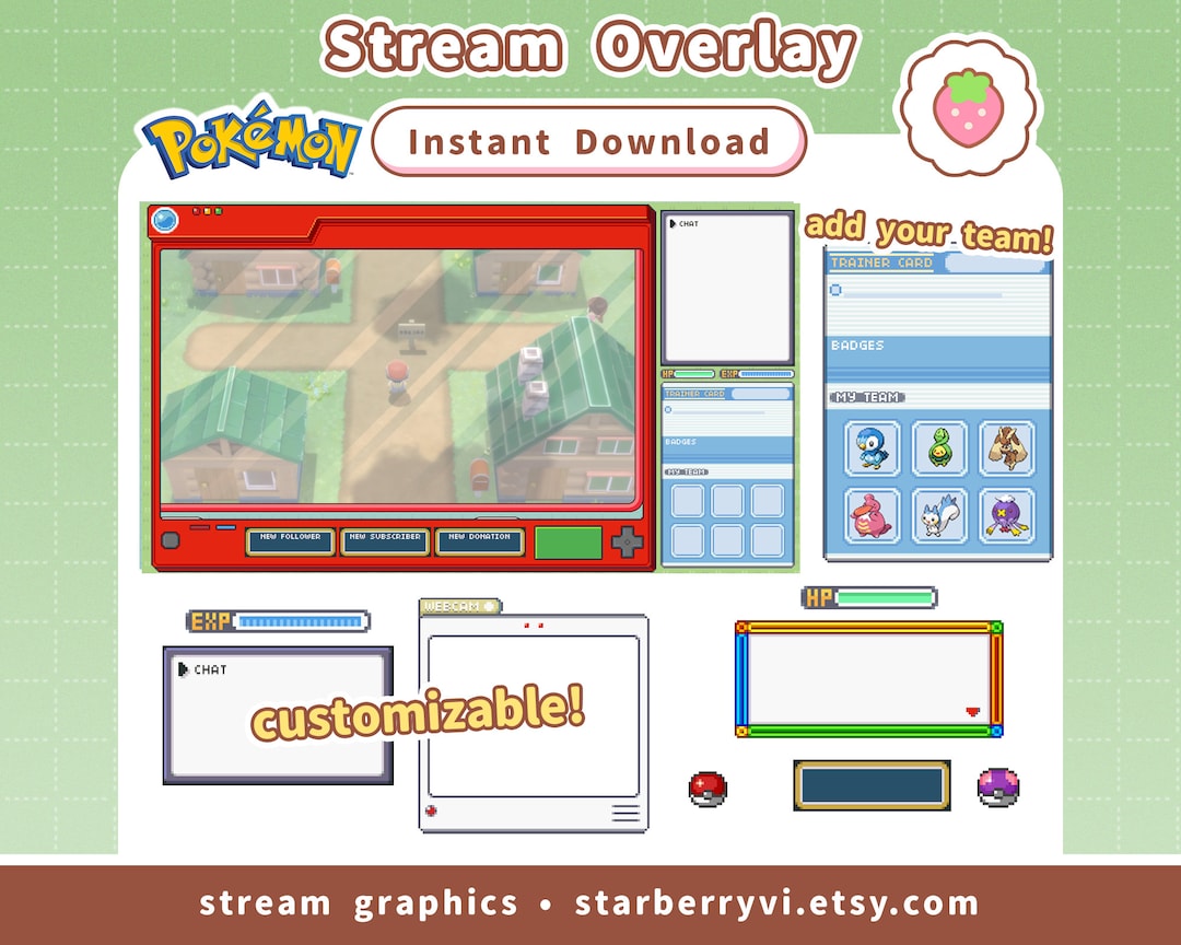 Twitch Stream Overlay / Pixelated Pokémon / Alert / Kawaii Cute ...