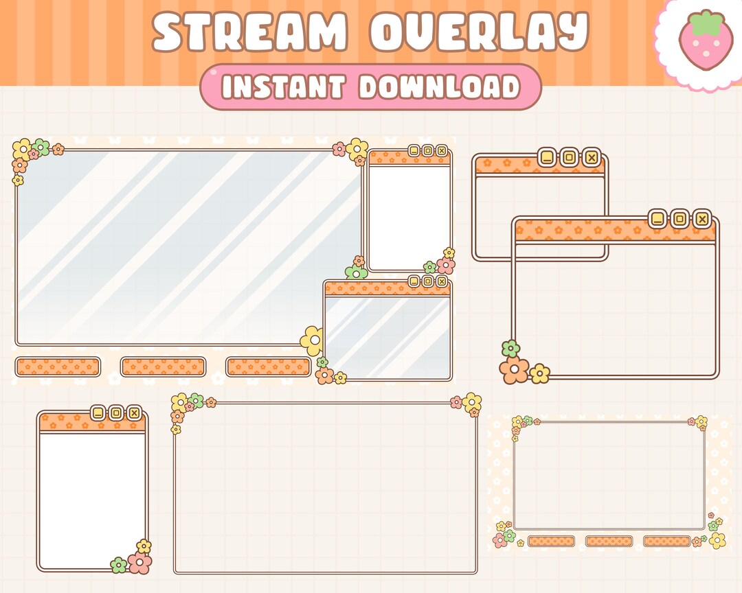 Twitch Stream Overlay / Flores / Naranja / Personalizable - Etsy España