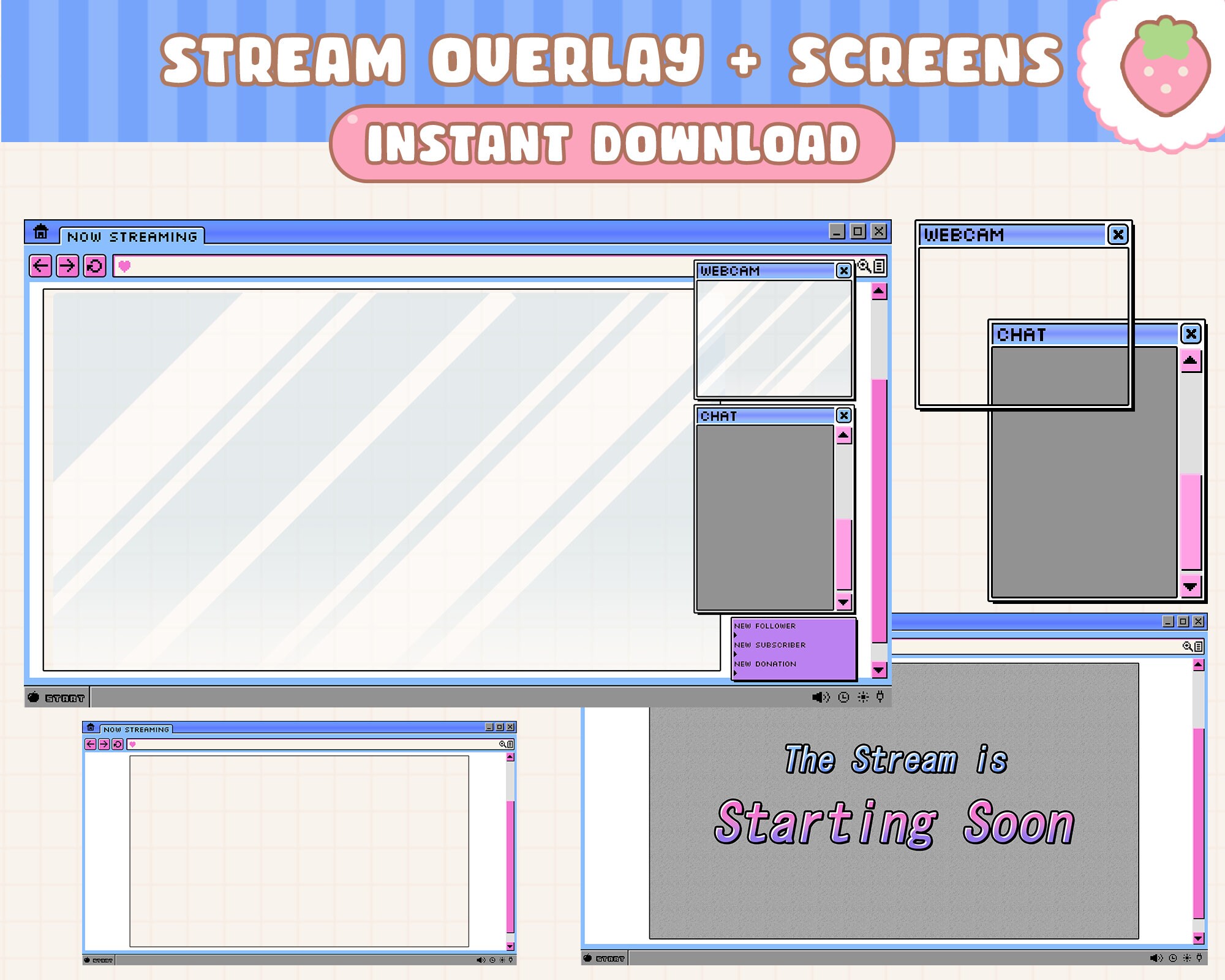 Twitch Stream Overlay & Screens / 90s Windows Theme / Simple / - Etsy ...