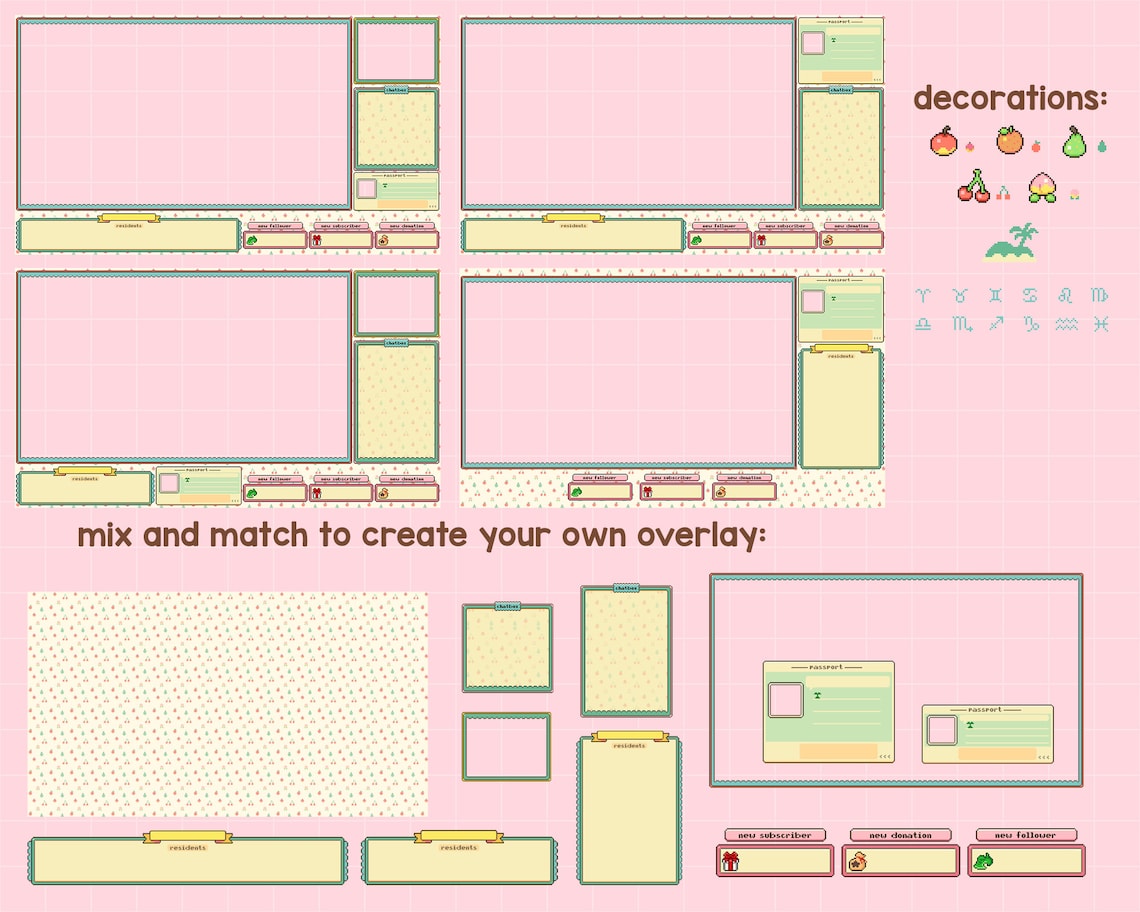 Twitch Stream Overlay / Animal Crossing New Horizons / Pixel - Etsy España