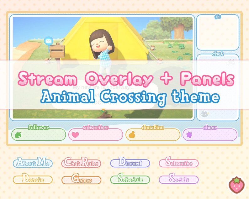 Animal Crossing thema Twitch Stream Overlay / Cute / Kleurrijk | Etsy