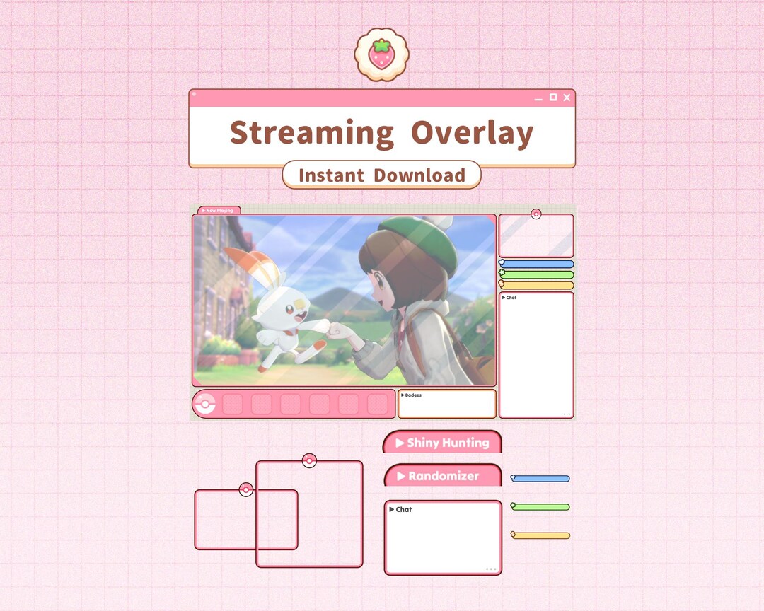 Pokémon | Twitch Youtube Stream Overlay / Customize / Pink - Etsy