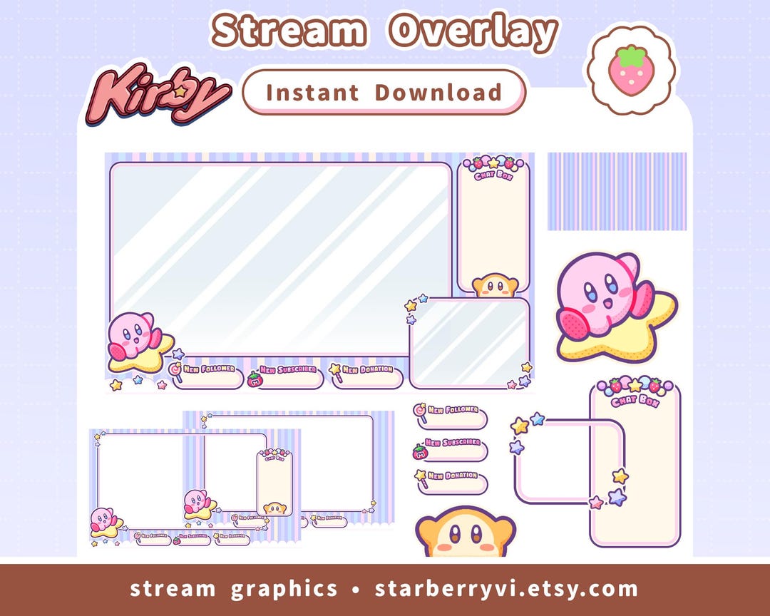 Twitch Stream Overlay / Kirby / Pastel Cute Kawaii - Etsy Australia
