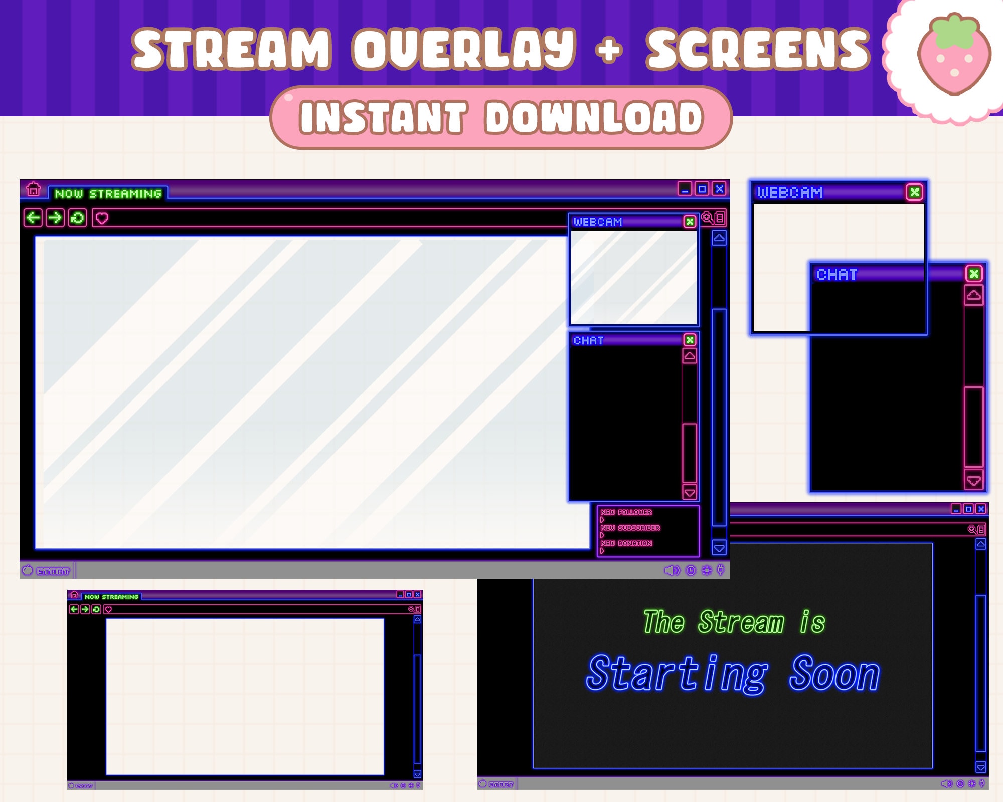 Twitch Stream Overlay & Screens / 90s Windows Theme / Simple / | Etsy India