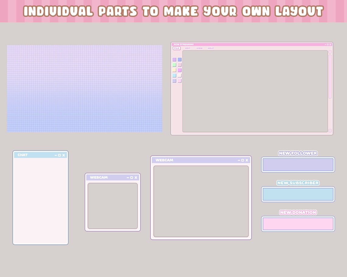 Twitch Stream Overlay / Dreamy Pastel / Windows Paint / | Etsy
