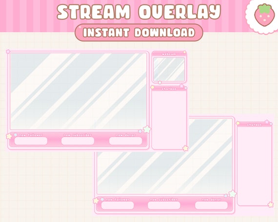 Twitch Stream Overlay / Cute / Pink / Kawaii / Simple | Etsy Singapore