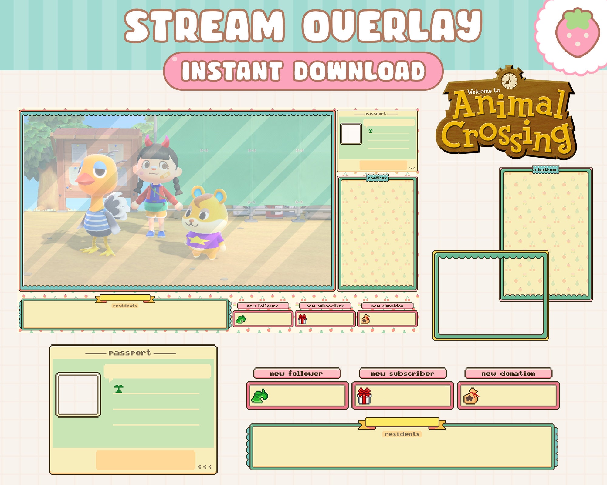 Twitch Stream Overlay / Animal Crossing New Horizons / Pixel Art ...