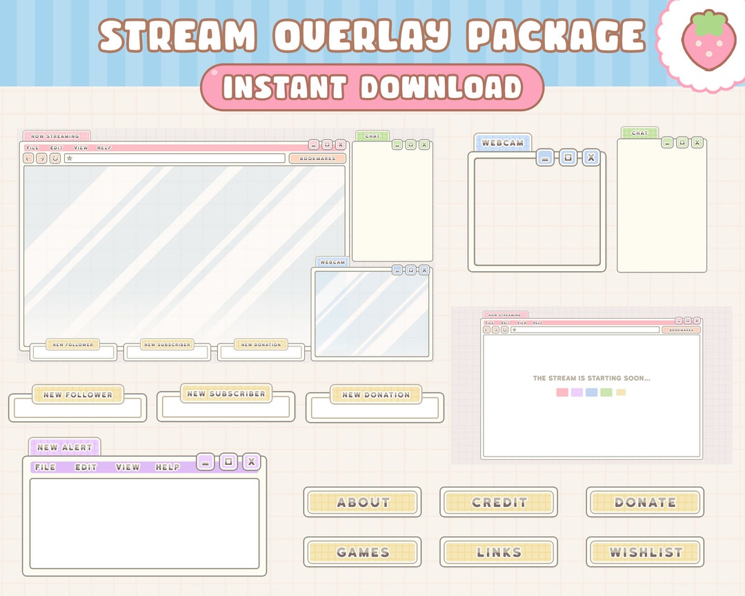 Twitch Stream Overlay Package / Colorful Pastel Windows / - Etsy Canada