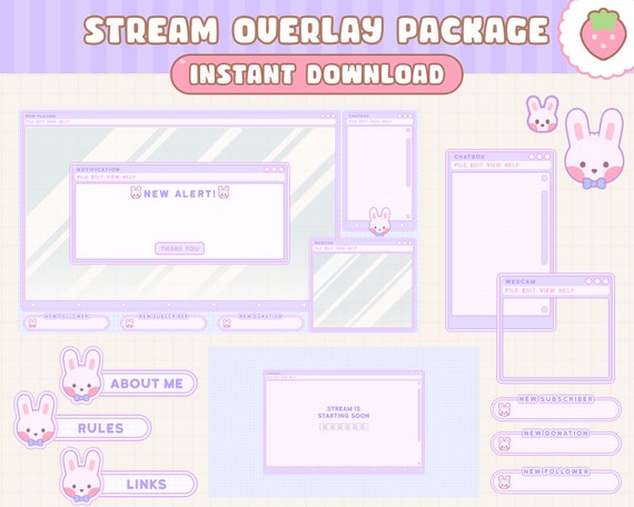 Twitch Stream Overlay Package / Cute Cozy Bunny / Kawaii - Etsy
