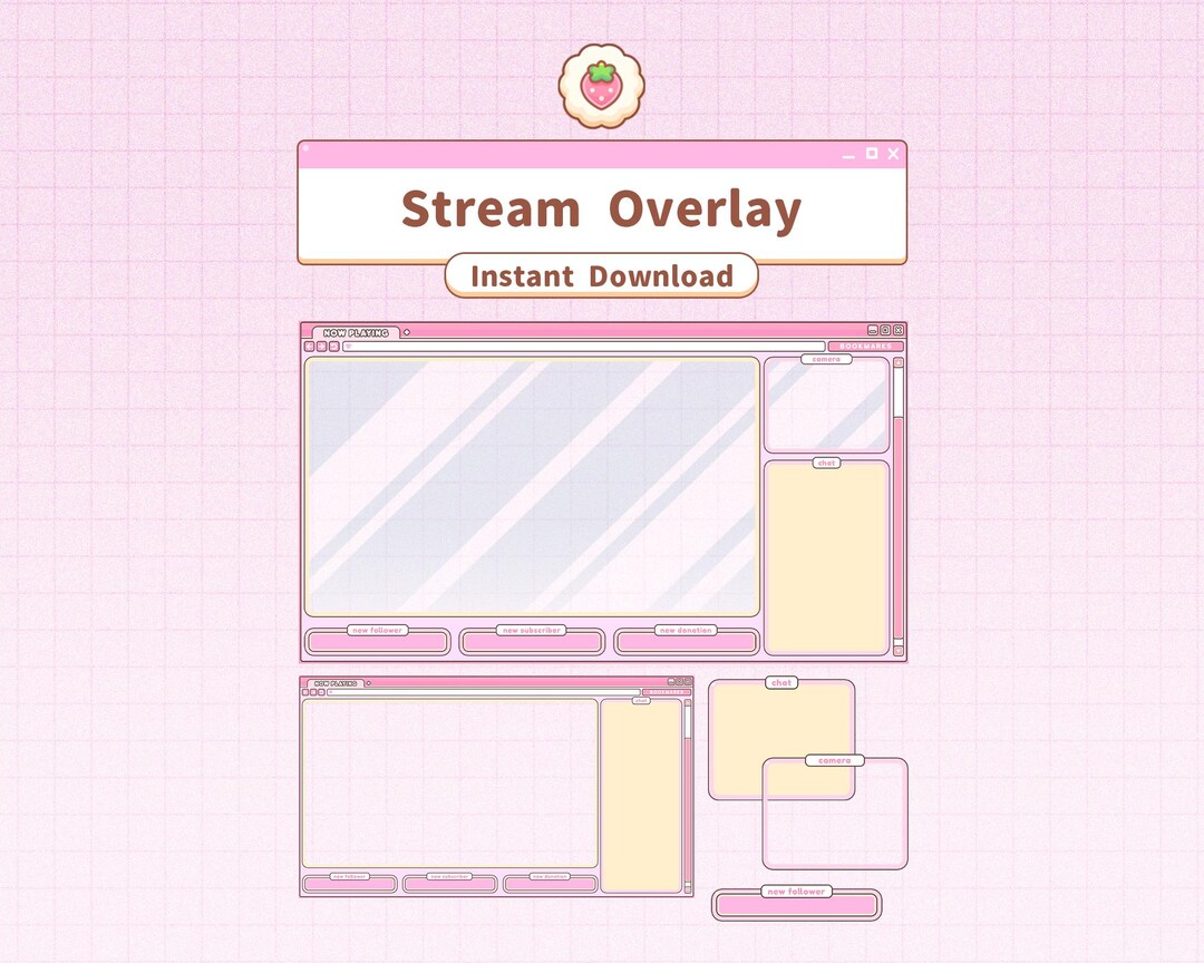 Twitch Stream Overlay / Pink Internet Browser / Customizable / Vtuber ...