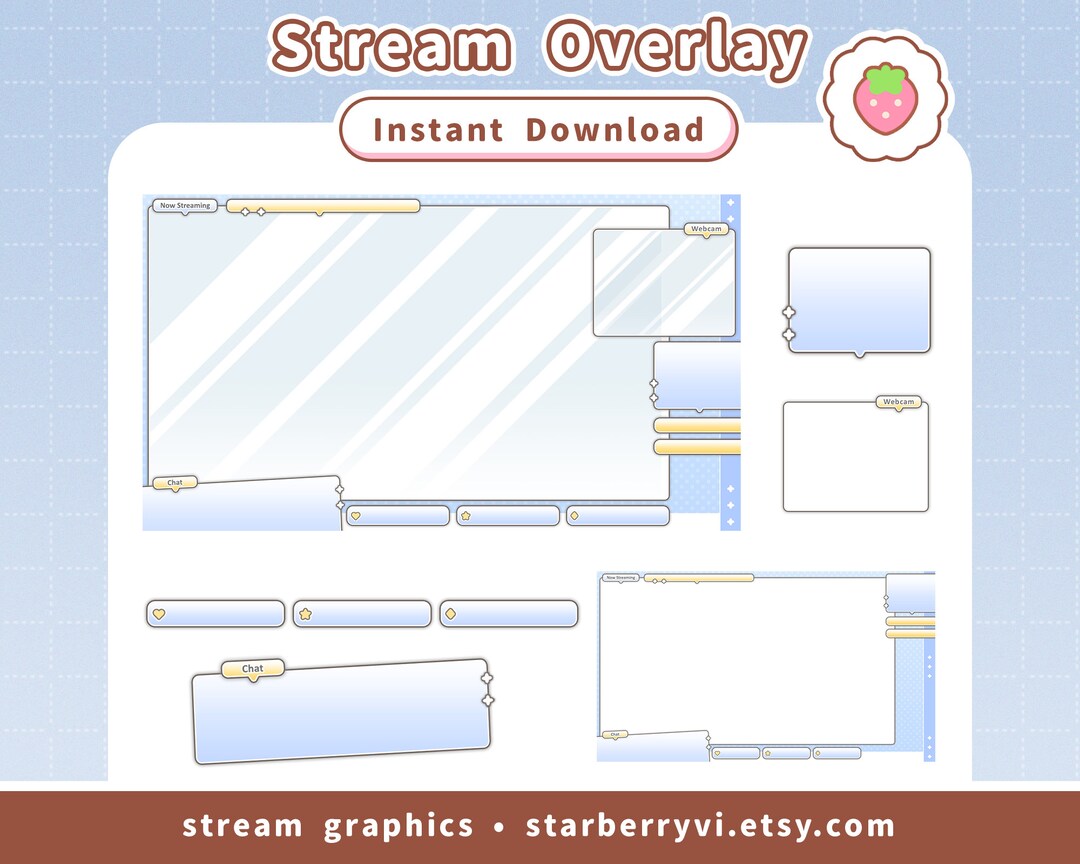 Twitch Stream Overlay / Baby Blue & Yellow / Customizable / Vtuber - Etsy