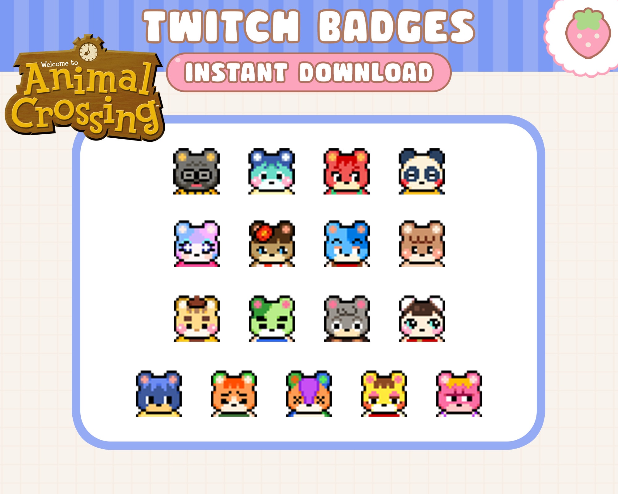 Twitch Sub Bit Badges Animal Crossing NPCs Pixel Art, 57% OFF