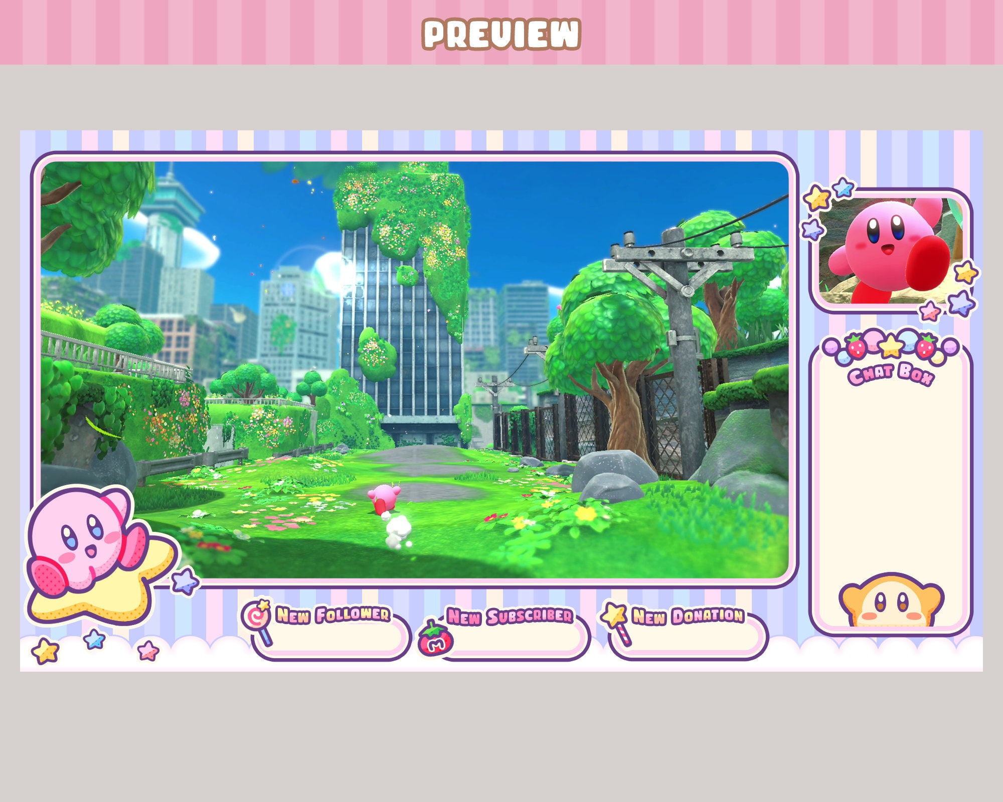 Kirby | Twitch Youtube Stream Overlay / Pastel Kawaii Design - Etsy