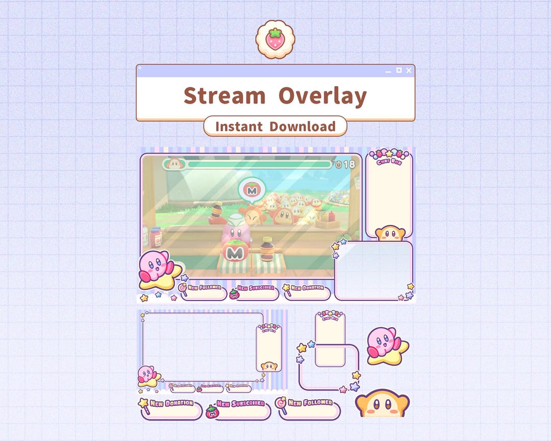 Kirby | Twitch Youtube Stream Overlay / Pastel Kawaii Design - Etsy