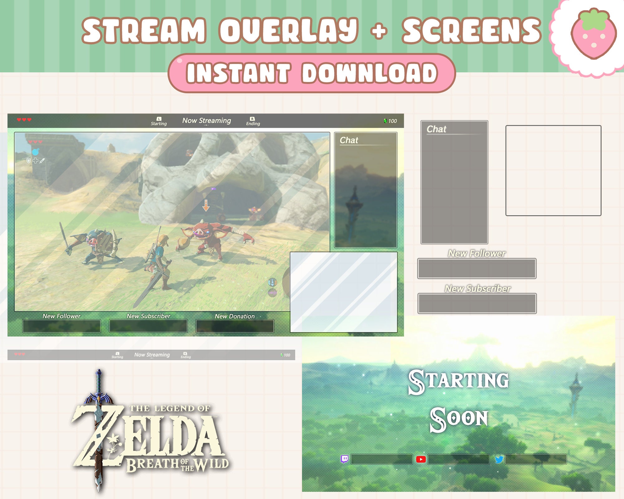 Twitch Stream Overlay / the Legend of Zelda: Breath of the - Etsy