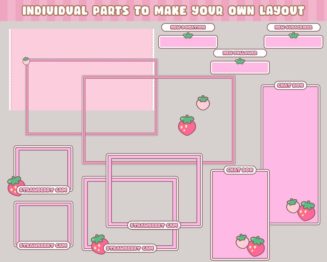 Twitch Stream Overlay Package / Strawberry / Animated Screens | Etsy