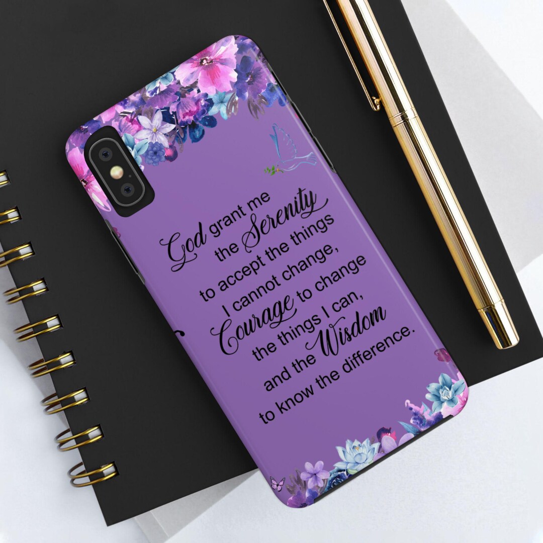 Serenity Prayer Tough Phone Case: Inspirational Floral Design - Etsy