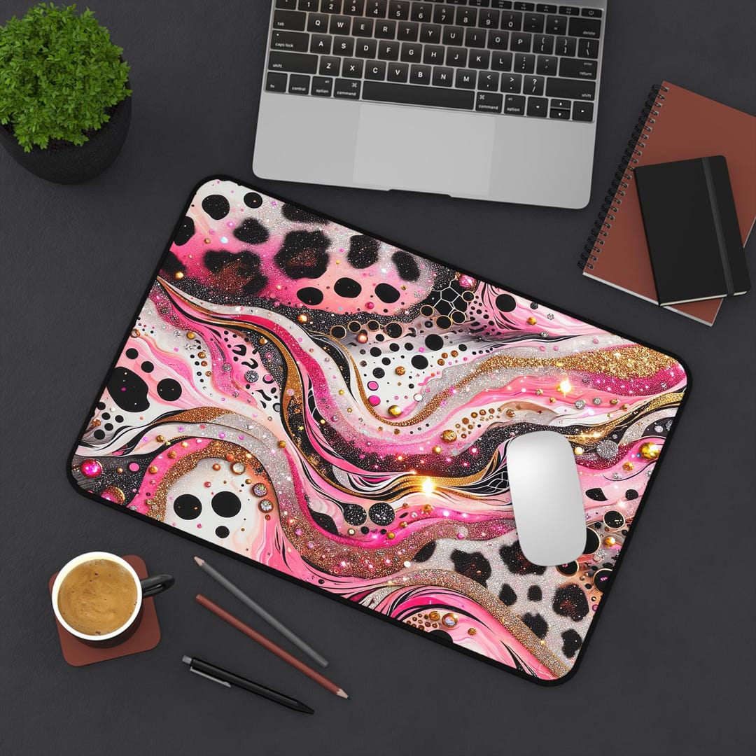 Elegant Pink and Gold Desk Mat | Office Decor, Work From Home Accessory ...