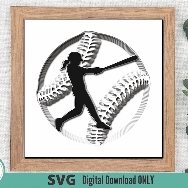 Softball Shadow Box Svg - Etsy