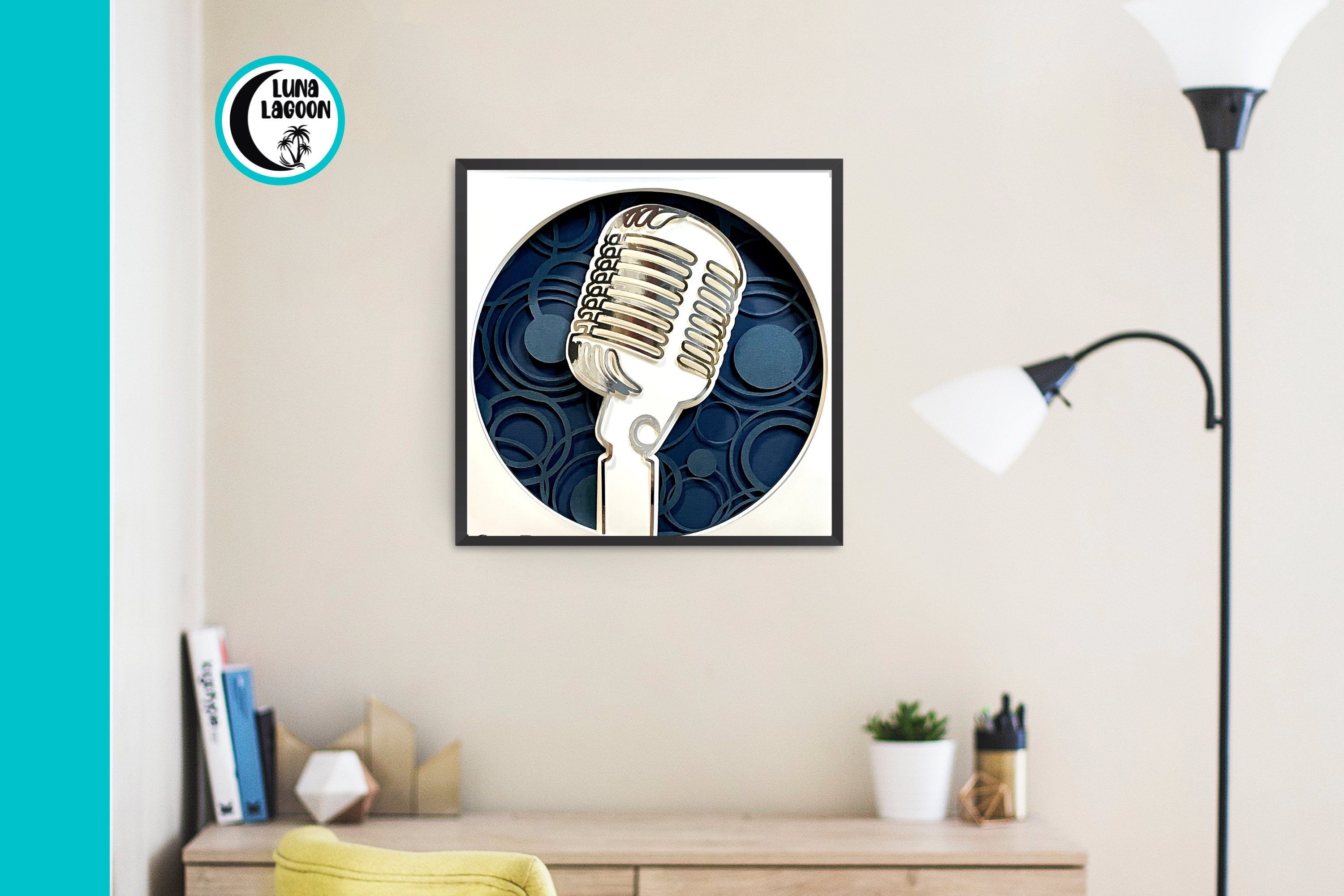 3D MICROPHONE SVG Layered Papercraft Shadow Box Card | Etsy