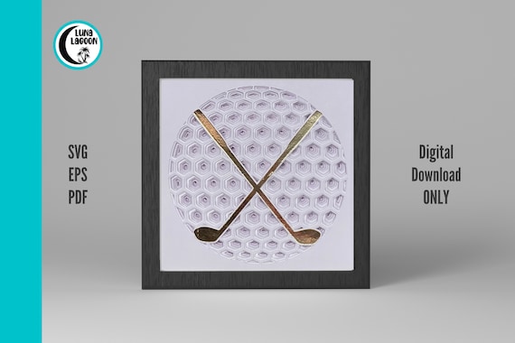 3D GOLF BALL W Golf Clubs Svg Shadow Box Card Paper | Etsy