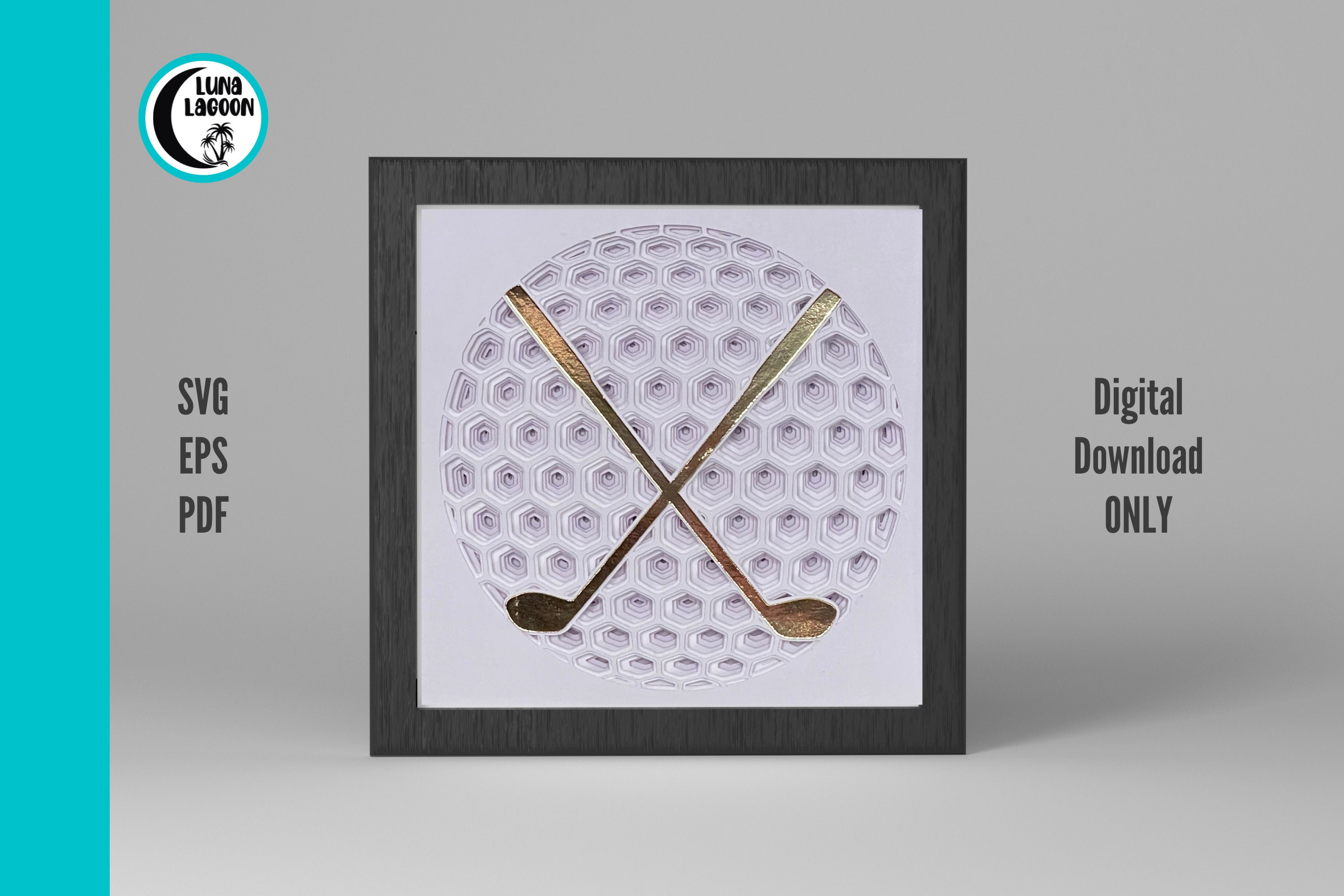 3D GOLF BALL W Golf Clubs Svg Shadow Box Card Paper - Etsy