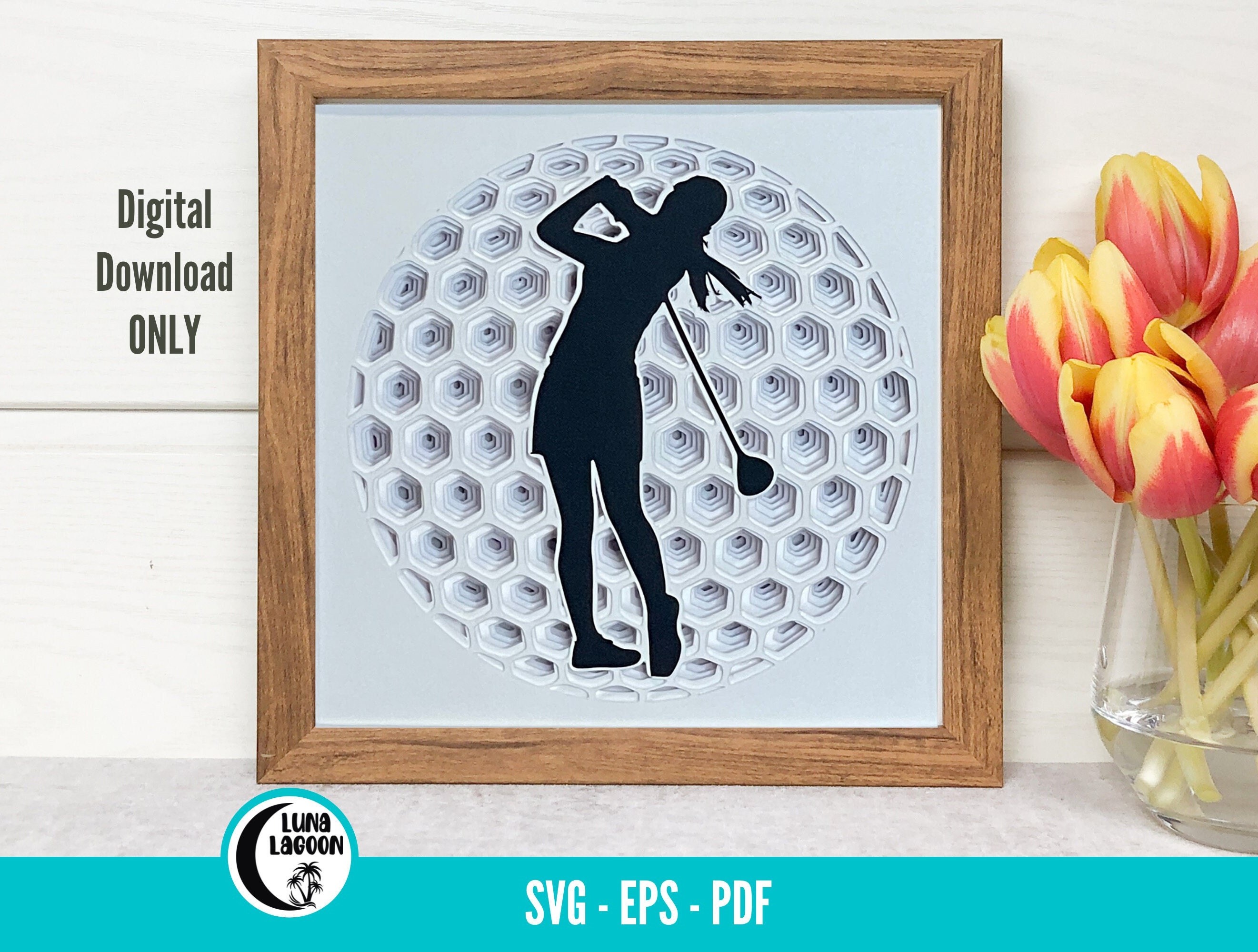 Female 3D GOLFER SVG | Golf Svg | Sports Svg | Shadow Box | Paper Craft ...