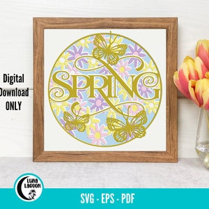 Spring 3D SVG for Shadow Box | Flower Svg | Butterfly Svg | Layered ...