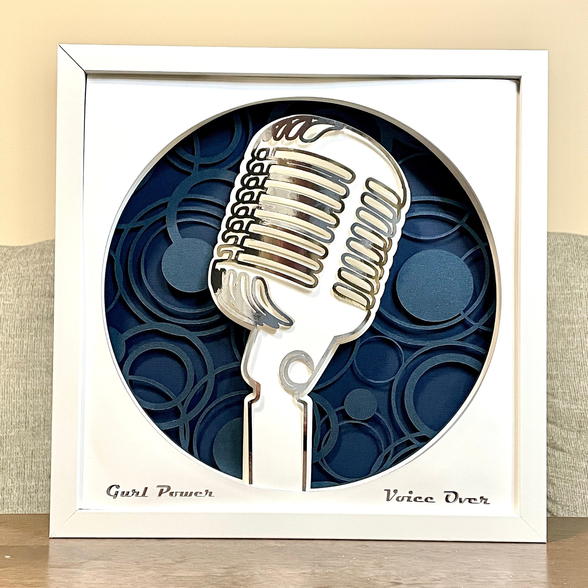 3D MICROPHONE SVG Layered Papercraft Shadow Box Card | Etsy Canada