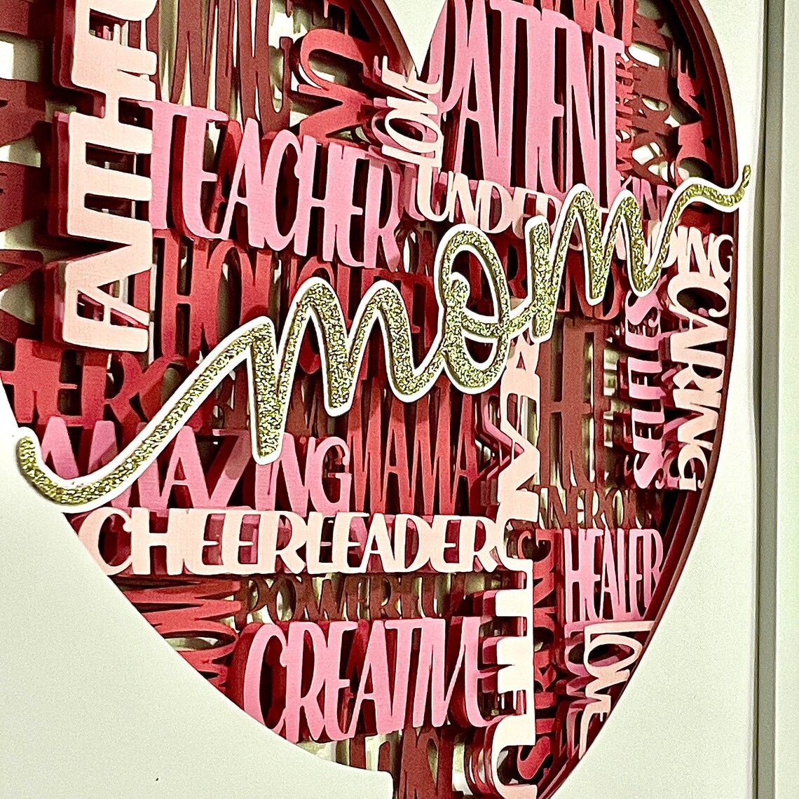 MOM 3D SVG for Shadow Box Mom Crossword Mother's Day - Etsy