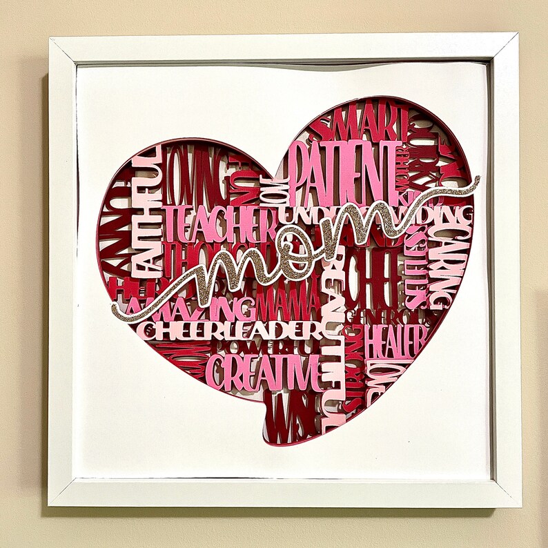 MOM 3D SVG for Shadow Box Mom Crossword Mother's Day - Etsy