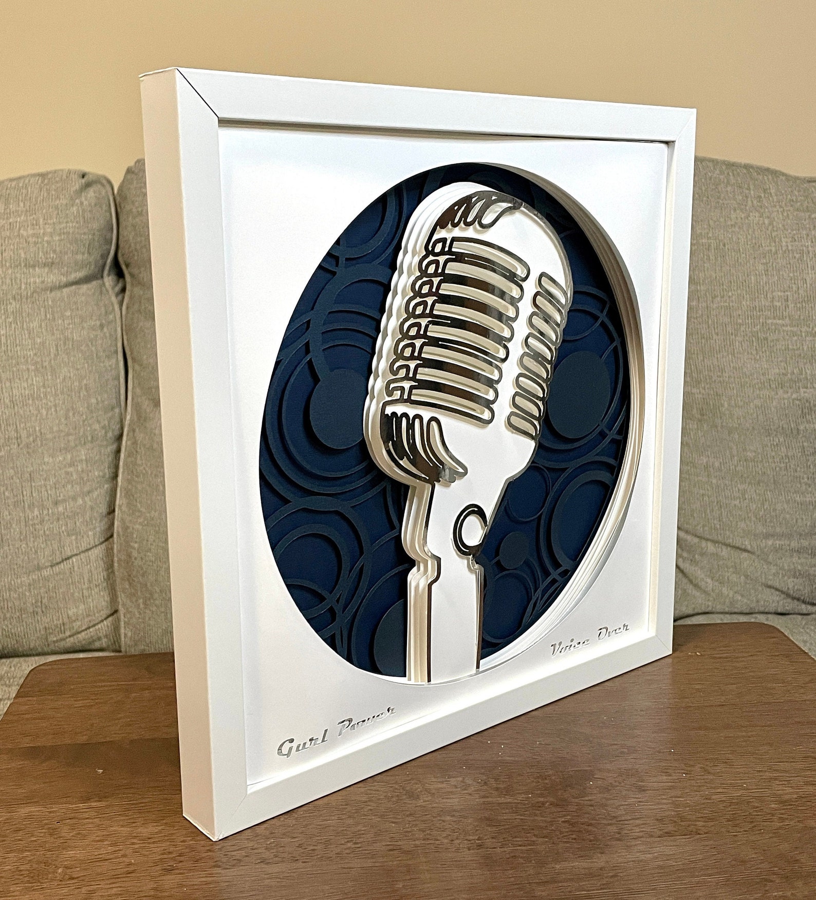 3D MICROPHONE SVG Layered Papercraft Shadow Box Card | Etsy Canada