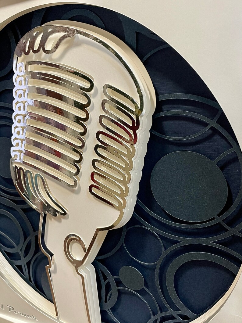 3D MICROPHONE SVG Layered Papercraft Shadow Box Card | Etsy Canada