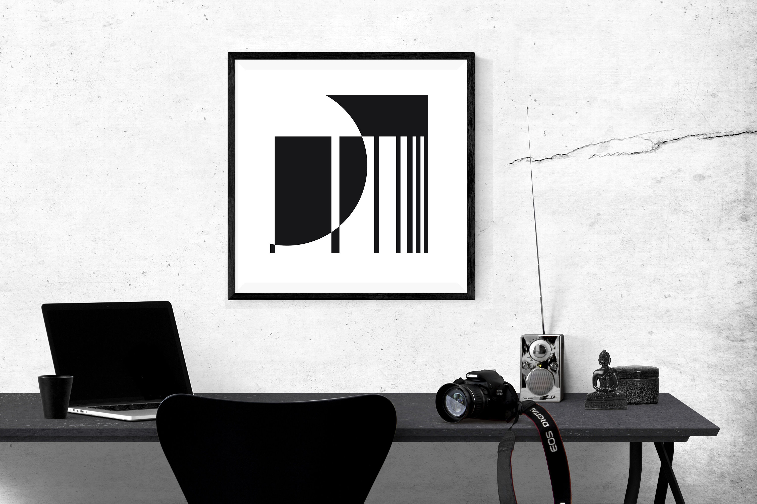 Cartel en blanco y negro arte moderno arte minimalista arte - Etsy España