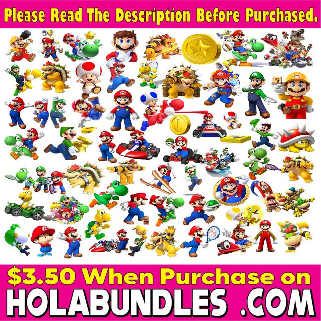 Super Mario Clipart Bundle, Transparent Images, Printable Mario Png ...